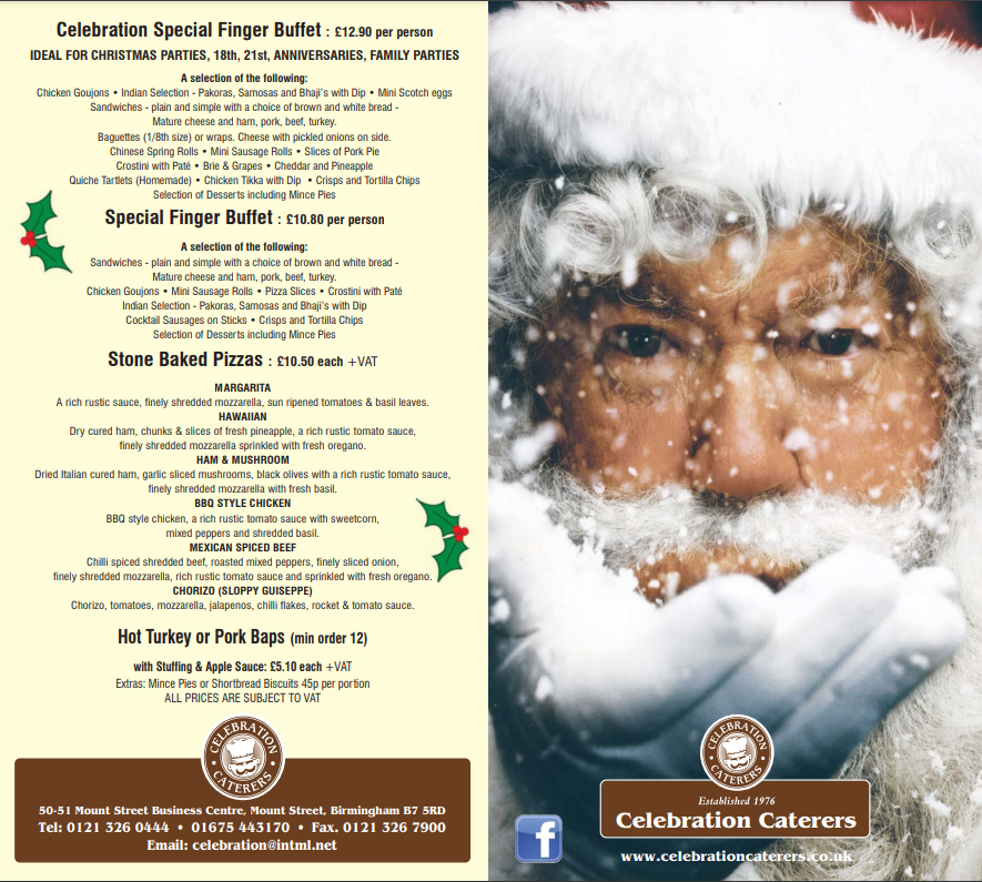 Christmas Menu | Celebration Caterers | Birmingham | West Midlands